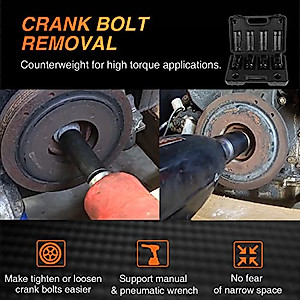 4 Pack Crank Bolt Socket Set, 17MM, 21MM, 22MM, 27MM, Harmonic Balancer Socket Set, 1/2-Inch Metric Deep Impack Socket Set, 3 Times Momentum Power of Standard Impact Sockets