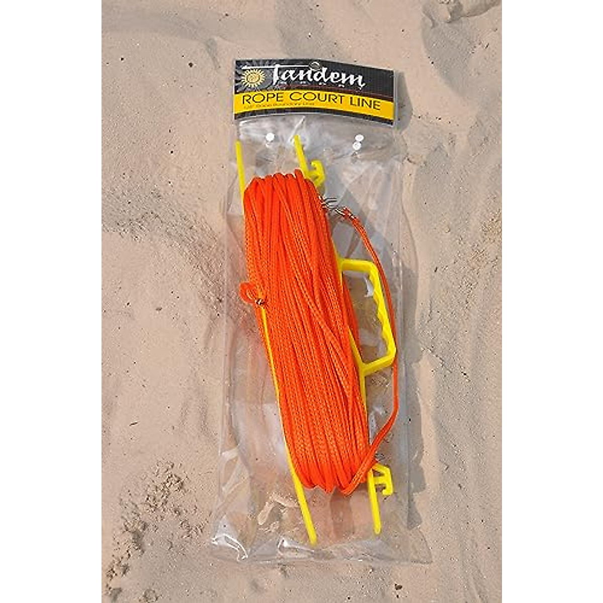 Tandem Sport Outdoor Volleyball Boundary Lines - Volleyball Short Court Rope Court Lines - Volleyball Lines for Sand or Grass - Orange, 26' 3" X 52' 6"