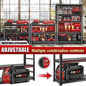 PRESTELION 72" H|48" W Garage Shelving Unit and Storage-Easy Assembly Metal Shelves 5-Tier Rack|Heavy-Duty Adjustable Shelf|Steel Rust-Resistant Shelves for Industrial,Warehouse,Basement