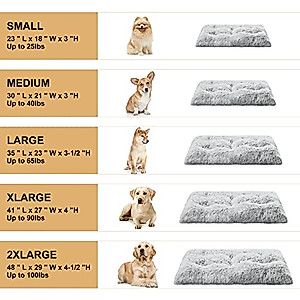 BFPETHOME Dog Beds for Large Dogs, Plush Dog Crate Bed Fluffy Cozy Kennel Pad for Sleeping &Ease Anxiety, Washable Dog Mats with Anti-Slip Bottom for Large Medium Dogs (36(35 x 23 inch), Grey)