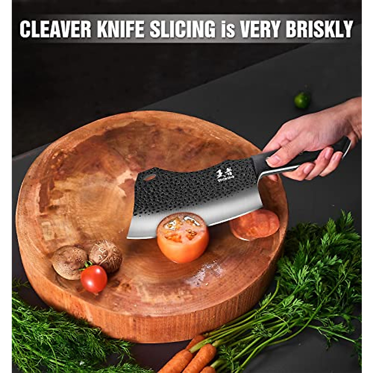 Cleaver Knife, ENOKING Meat Cleaver Hand Forged Serbian Chefs Knife German High Carbon Stainless Steel Butcher Knife for Meat Cutting with Full Tang and Gift Box, Chinese Cleaver for Kitchen & Outdoor