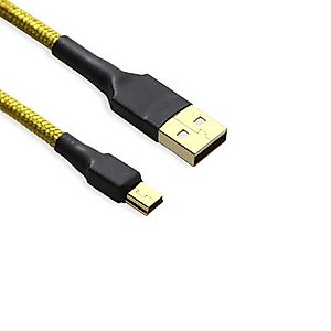 New Replacement Braided Mini USB Keyboard Cable for Razer BlackWidow Keyboard 1.5M (Gold)