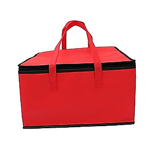 Garneck Insulation Bags Camping Insulated Bag Bento Bag Hot Case for Food Pizza Warmer Bags Camping Heater Cartoon Backpack Hand Bags Fresh Preservation Lunch Bag Non-woven Fabric Red