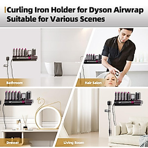 Holder Storage Stand Rack Wall Mount for Airwrap Curling Iron Accessories,Bathroom Organizer Holder for Airwrap,No Drilling Installation (Matte Black) for Halloween