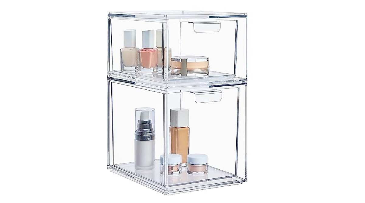 STORi Clear Plastic Stackable Organizer Bins for Cosmetics