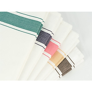 Oli's Cotton Kitchen Towels 5 Pack - 100% Kitchen Dish Towels for Drying Dishes 19,5”x 25,5” - Reusable Cleaning Cloths - Absorbent White Tea Towels with Stripes - Machine Washable Hand Towel