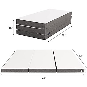 Molblly Folding Mattress, 6 inch Tri-Folding Memory Form Mattress, Portable Trifold Mattress with Washable Cover, Non-Slip Bottom Camping Mattress, Full Size - 73"x52"x6"