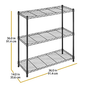 Whitmor Supreme Leveling Feet 350 Capacity Per Shelf Adjustable Shelves, 3 Tier, Black