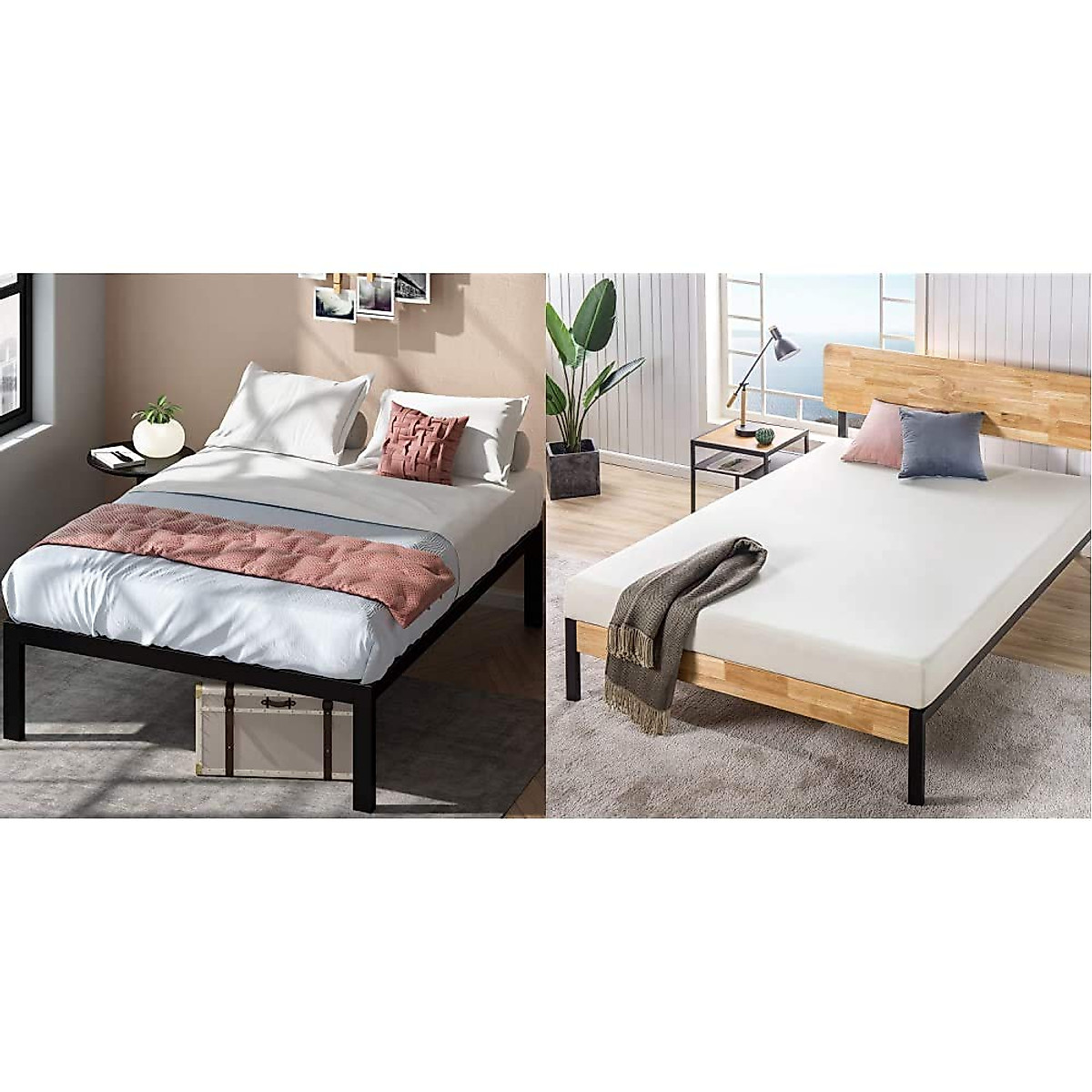 ZINUS 6 Inch Ultima Memory Foam Mattress / Pressure Relieving / CertiPUR-US Certified / Mattress-in-a-Box and Lorrick Metal Platform Bed Frame / Mattress Foundation / Easy, Bolt Free Assembly, Full