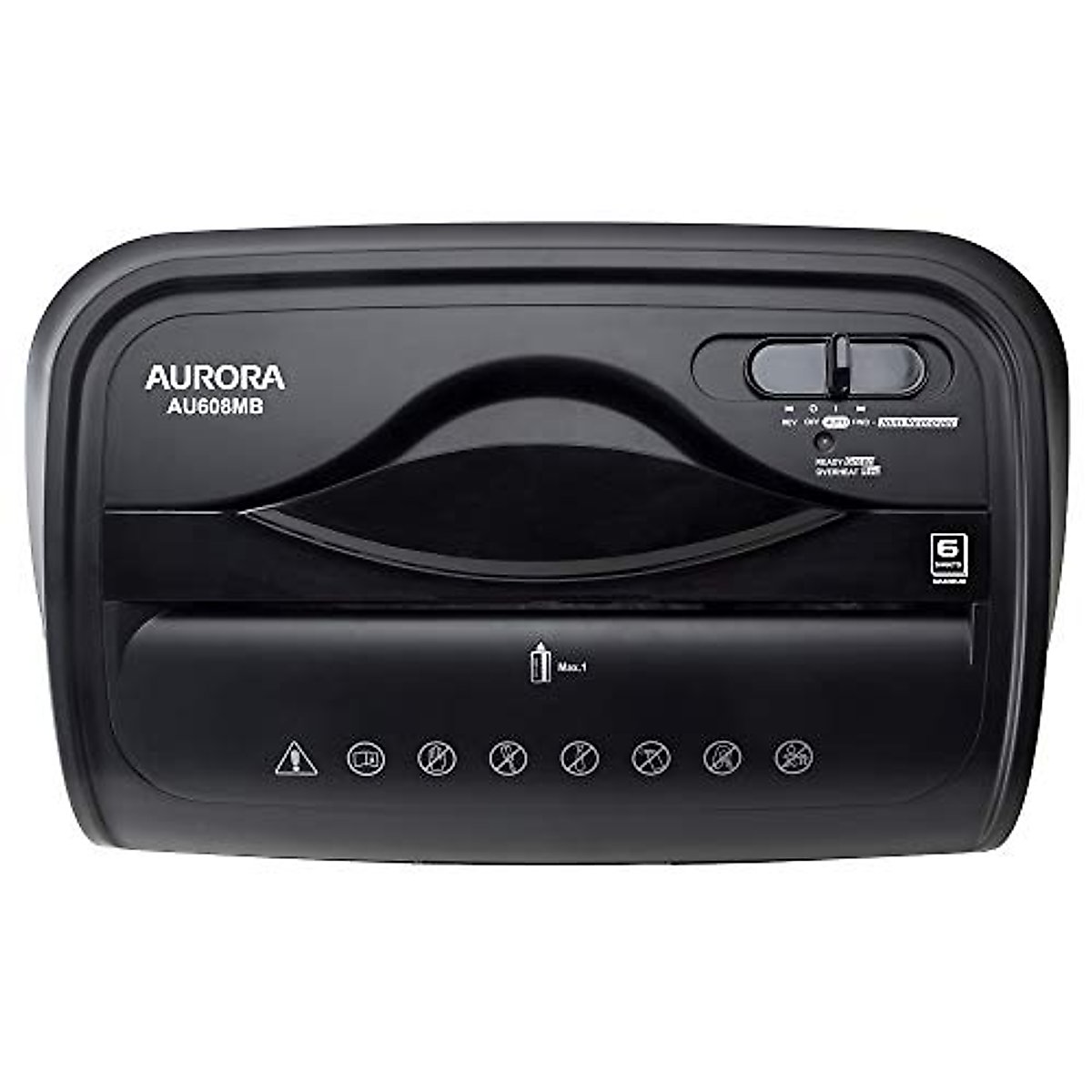Aurora AU608MB High-Security 6-Sheet Micro-Cut Paper Credit Card Shredder with 3.5-Gallon Wastebasket, 4-Minute Continuous Running Time, Security Level P-4