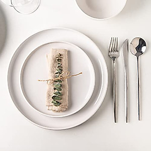 AmorArc Ceramic Dinner Plates Set of 6,10.5 inch Large Stoneware plates for Kitchen,Dinnerware Dishes set- Microwave,Dishwasher Safe,Scratch Resistant-White