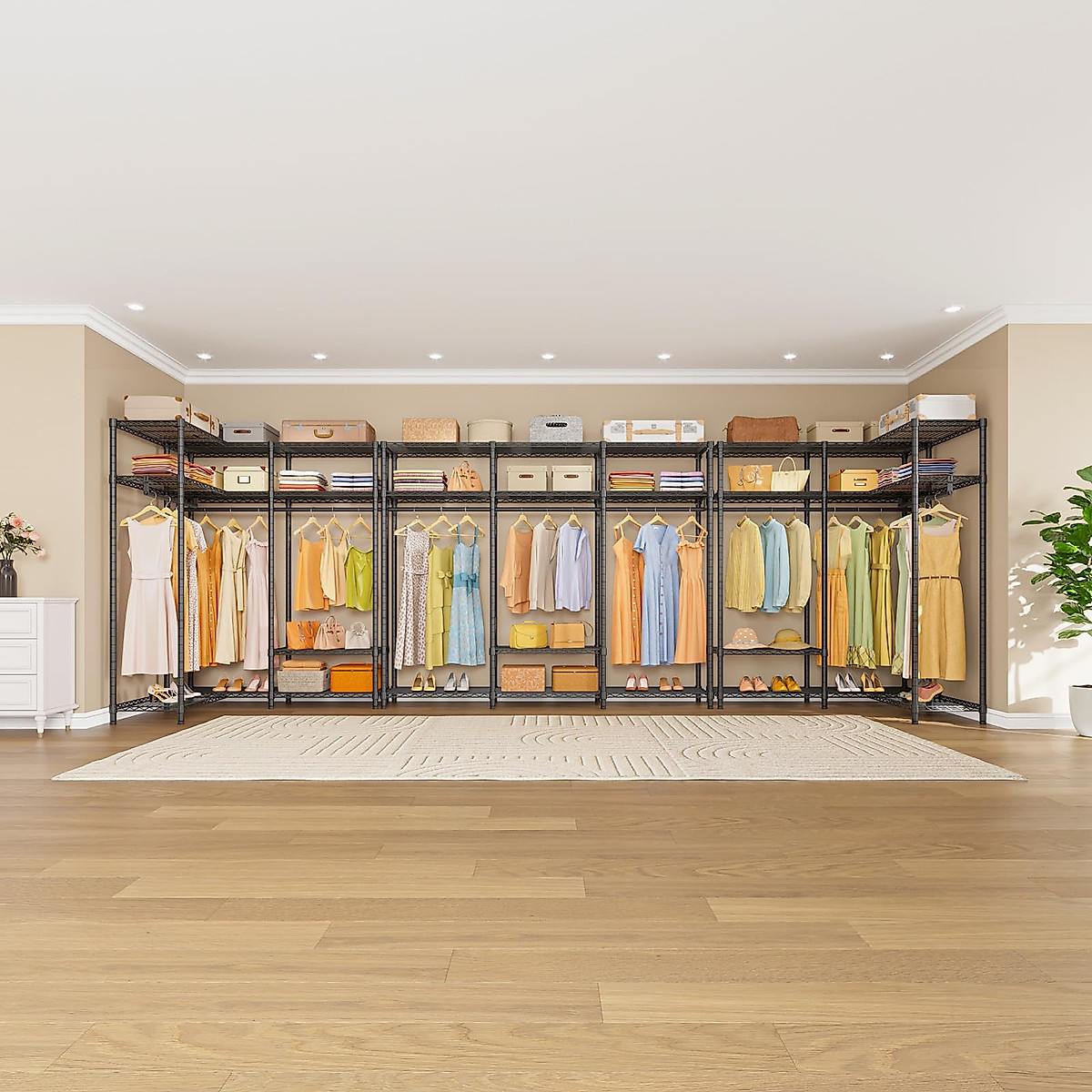 VIPEK L30 Garment Rack, Heavy Duty Corner Clothes Rack, L Shaped Corner Closet System with Adjustable Shelves & Hanging Rods, Freestanding Corner Wardrobe Portable Closet for Hanging Clothes