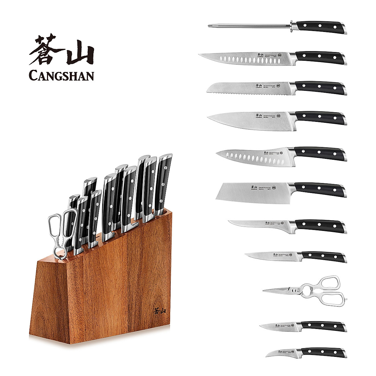 Cangshan S Series 60140 12-Piece German Steel Forged Knife Block Set