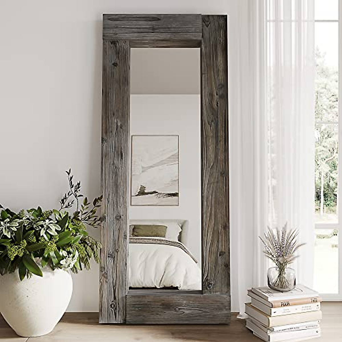 Barnyard Designs Full Length Floor Mirror - Unfinished Wood Leaner Mirror, Large Full Body Rustic Frame, Standing, Leaning or Hanging, Farmhouse Living Room & Bedroom, Natural (24x58 Inch)