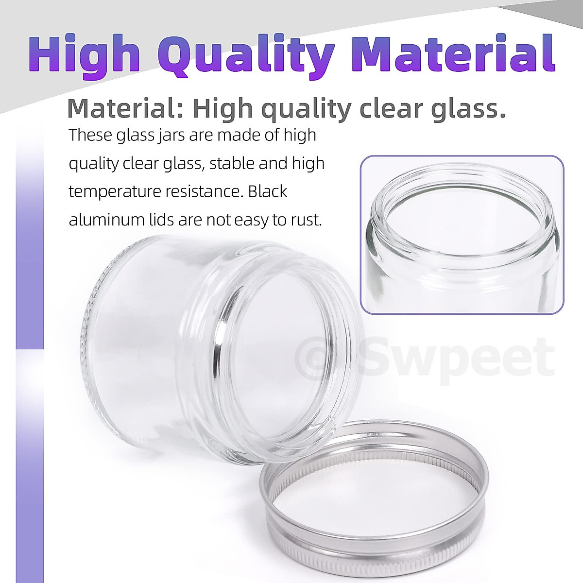 Swpeet 15 Packs 2 oz - 60ML Transparent Glass Jar with Silver Lid Assortment Kit, Round Containers Cosmetic Glass Jars with Lids Travel Jars Cosmetic Containers for Cream, Lotion