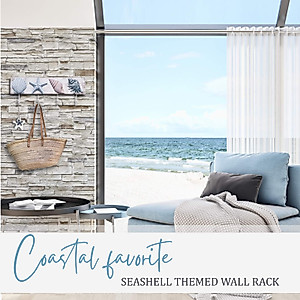 TideAndTales Beach Bathroom Decor 3D Seashell Wall Hooks Towel Rack for Coastal Bathroom, Bedroom or Kitchen - Shells and Starfish Beach Decorations for Home - Ocean Theme Beach House Decor