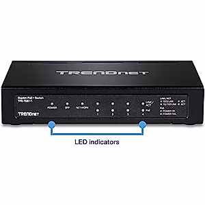 TRENDnet 6-port Gigabit Poe+ Switch, TPE-TG611, 4 X Gigabit Poe+ Ports, 1 X Gigabit Port, 1 X SFP Slot, Supports 100/1000Base-FX Fiber SFP Modules, Ethernet Desktop Network Switch, Lifetime Protection