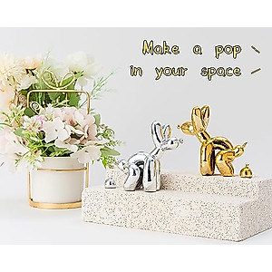 BOIHEGU Gold Pooping Balloon Dog Sculpture Décor, Gold Tiny Figurines Home Décor Cute Novelty Gift, Shiny Gold Accent Decorative Object Nick Nacks for Coffee Table Decoration(Gold)