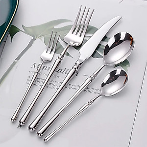 Cutlery Set 20 Pieces Stainless Steel Silverware Set, Dining Modern Elegant Flatware Travel Silverware, Home, and Restaurant Cutlery