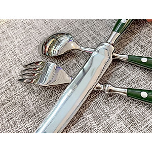 Green Silverware Set for 12 Durable 18/10 Stainless Steel Flatware sets Cutlery Utensi Sets Flatware Wedding Mirror Polished Classical Retro Steak Tableware Spoon Fork Knife set 60pcs