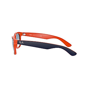 Ray-Ban RB2132 New Wayfarer Square Sunglasses, Blue On Orange/Clear Gradient Blue, 55 mm