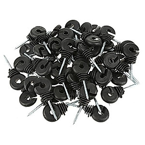 Ueohitsct 50 Pcs/Set Black Screw In Ring Insulators Electric Fence Accessories For Wood Post