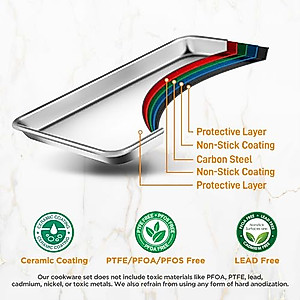 NutriChef Non Stick Baking Sheets, Cookie Pan Aluminum Bakeware, Professional Quality Kitchen Cooking Non-Stick Bake Trays with Silver Coating Inside and Outside, 1 Pair of Pans