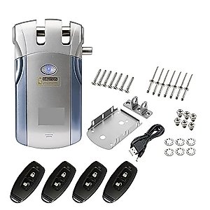 Tuya Smart Lock Room Door Electronic Lock Indoor Door Lock Office Door Invisible Remote Control Anti-Theft Lock (Color : Silver 2)