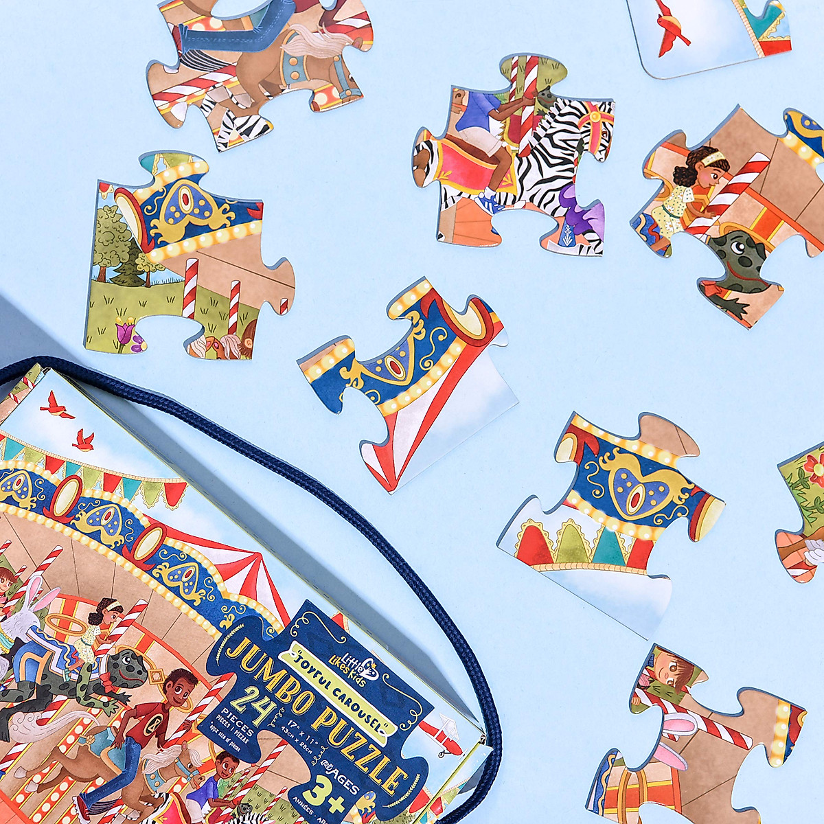 Upbounders- Joyful Carousel - 24 Piece Beginner Puzzles Toddler Kids Age 3-5, Preschool Puzzle with African American-Diverse Children at Play