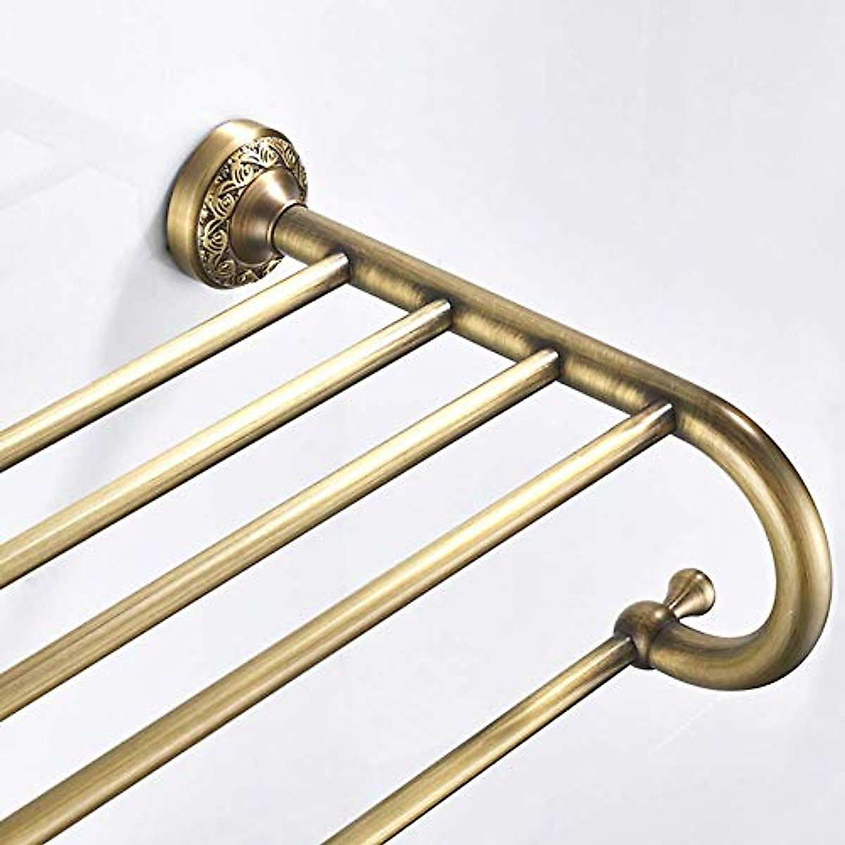 Towel Rack,Antique Brass Towel Rail with Double Towel Shelf for Bathroom, Wall-Mounted Shower Shelf Organizer,Black ( Gold)