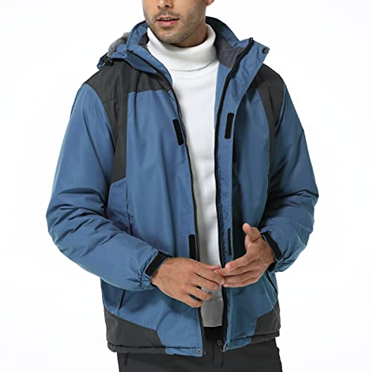 SPOSULEI Winter Jackets Coats for Mens Ski Snow Rain Windbreaker Waterproof Jackets Warm Fleece Lined Sports Coats Blue XX-Large