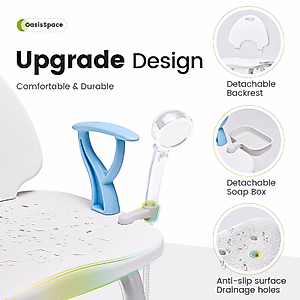 OasisSpace Shower Chair for Inside Shower - 450lbs Heavy Duty Bathroom Shower Chair with Back and Arms, Wide Seat Shower Stool with Handles, Adjustable Handicap Shower Seat for Senior and Disabled