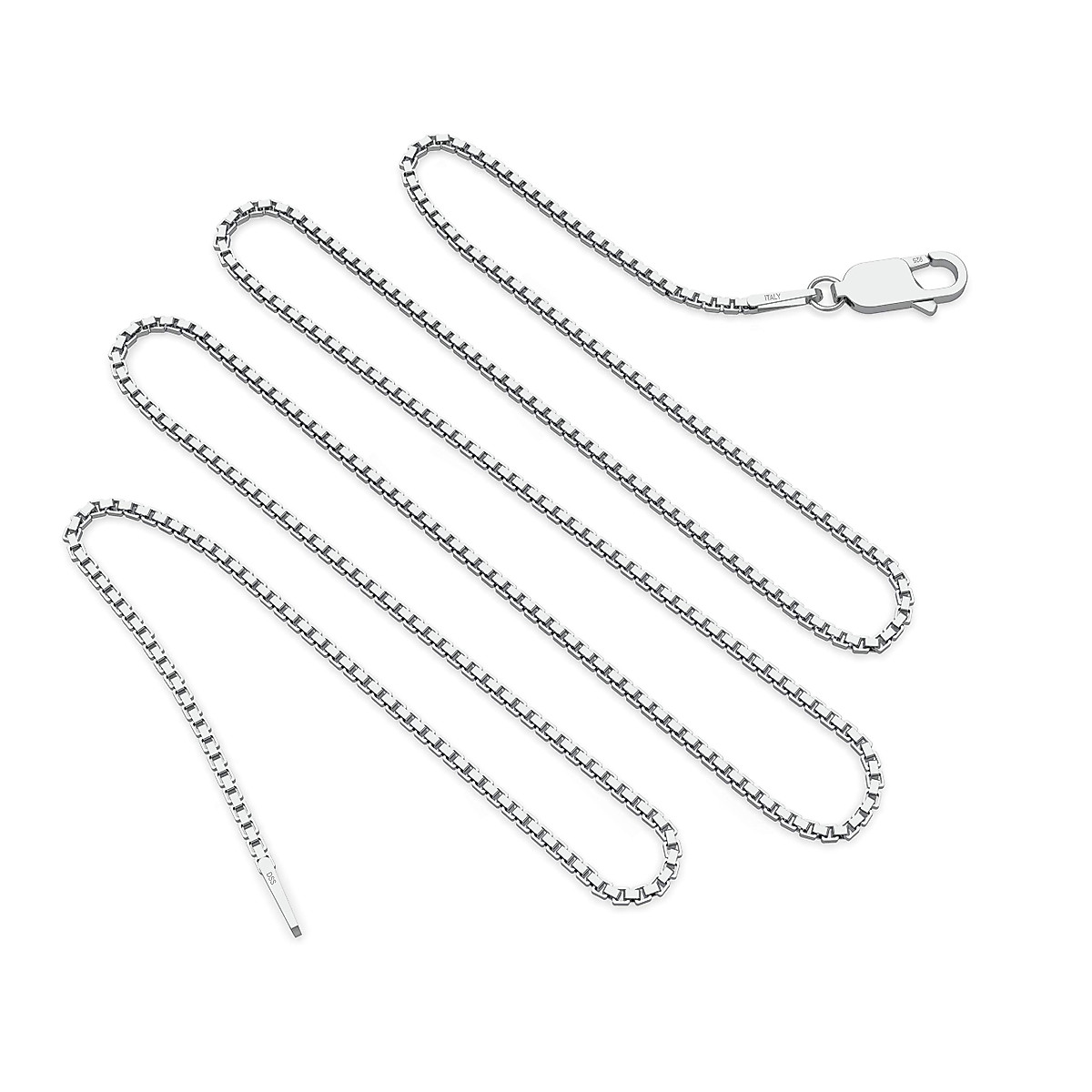 925 Sterling Silver .8MM Box Chain - Nickel Free Italian Necklace for Women Lobster Claw Clasp 18 Inch