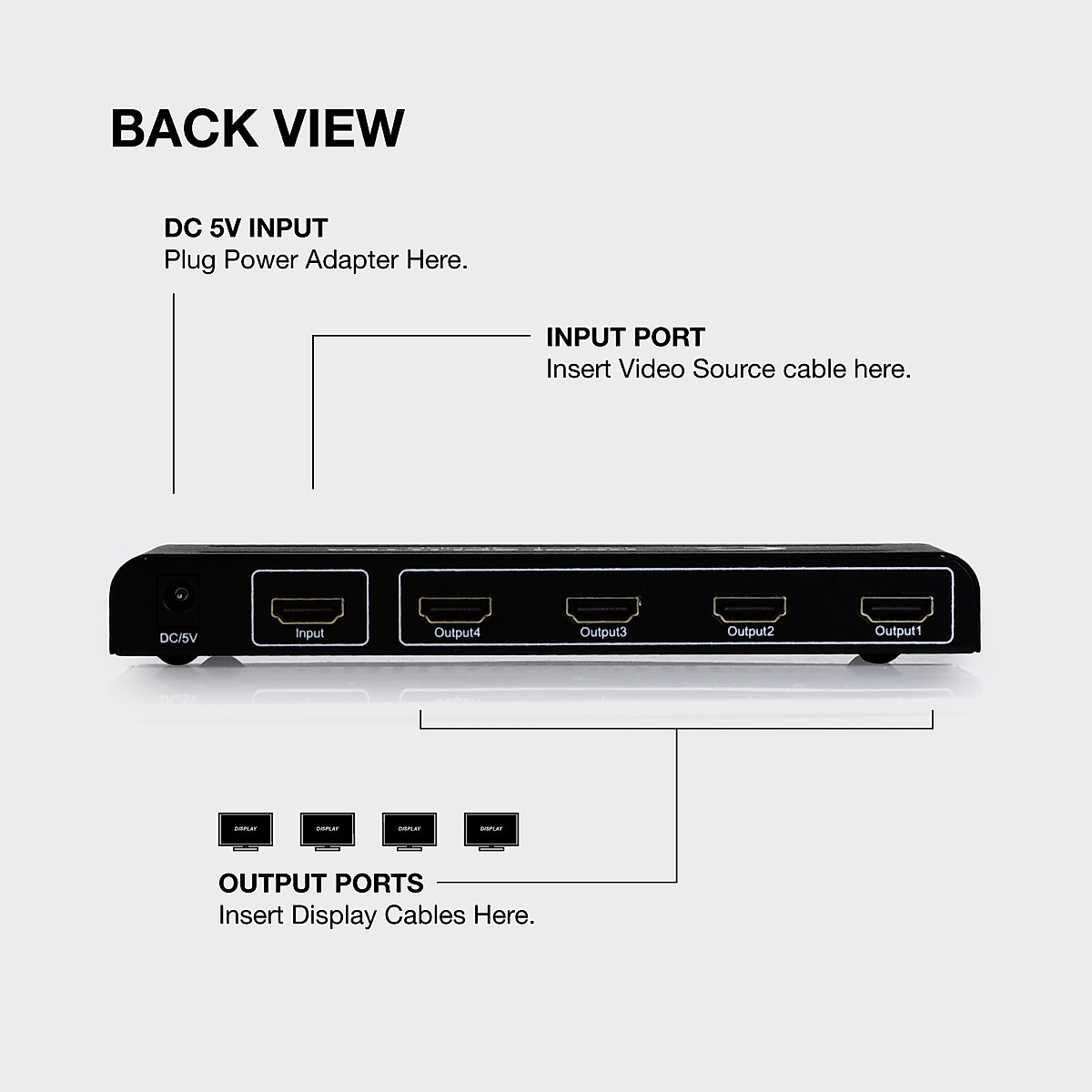 Expert Connect | 1x4 HDMI Splitter | Ultra HD 4K/2K | 1 Input - 4 outputs | Full HD/3D | 1080P | HDMI 1.4 | HDTV | PS4 / PS3 | XboxOne / 360 | DVD | Blu-ray | DTS Digital