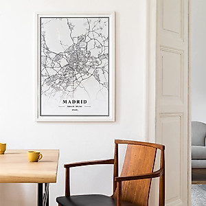 Dear Mapper Madrid Spain View Abstract Road Modern Map Art Minimalist Painting Black and White Canvas Line Art Print Poster Art Print Poster Home Decor (Set of 3 Unframed) (12x16inch)