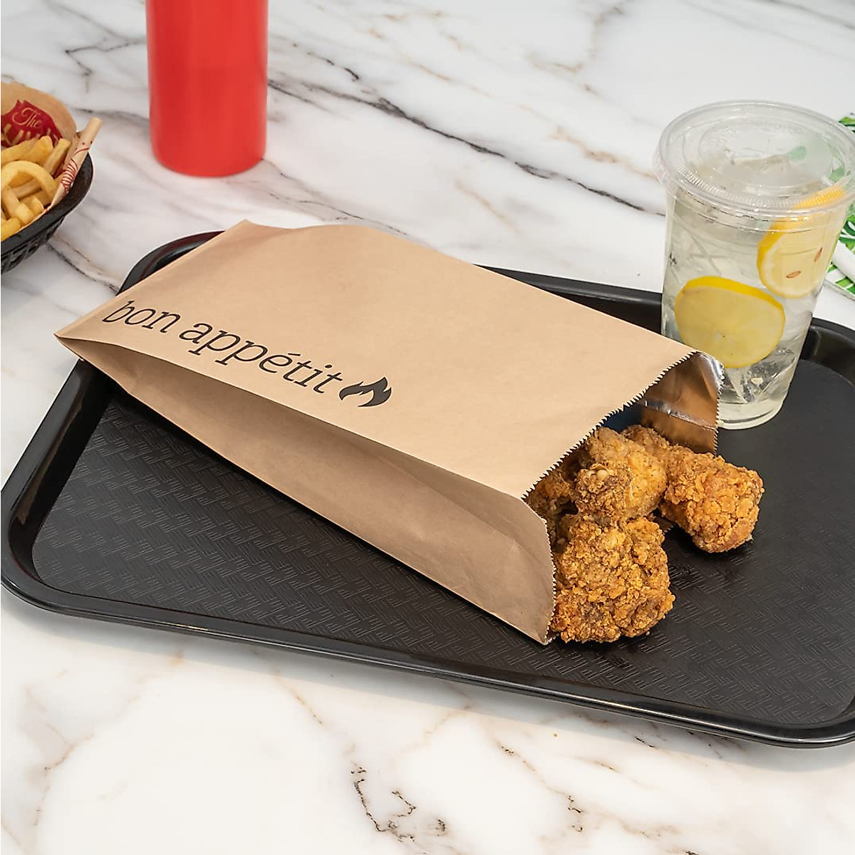 Restaurantware Bag Tek 6.5 x 4.1 Inch Foil Food Bags 100 Half Gallon Hot Dog Wrappers - Greaseproof Non Vented Kraft Paper Hot Food Wraps Disposable For To Go Meals