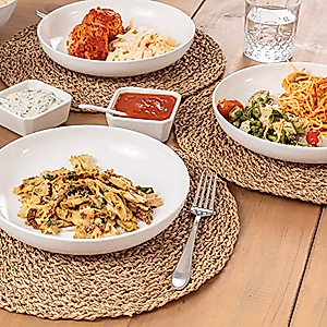 FAMHH 42 Oz Porcelain Large Pasta Bowl Set – Wide & Shallow for Salad Bowls, Soup Bowls, Pasta Bowls – 9.5x1.75 In. Ceramic Bowls Dish Set of 6 – Dishwasher & Microwave Safe Dinnerware Sets