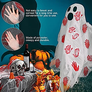 Tatuo 6 Pack Halloween Creepy Cloth Decorations 30 by 72 Inch Spooky Halloween Netting Gauze Fabric Spider Web Cheesecloth for Party for Home Outdoors(White,Bloody Hands)