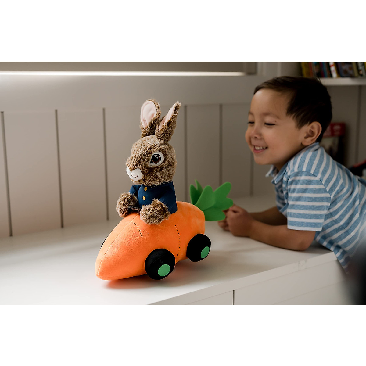 Animal Adventure | Peter Rabbit and Flopsy | Collectible 11" Singing Plush Peter Rabbit Driving a Carrot Car