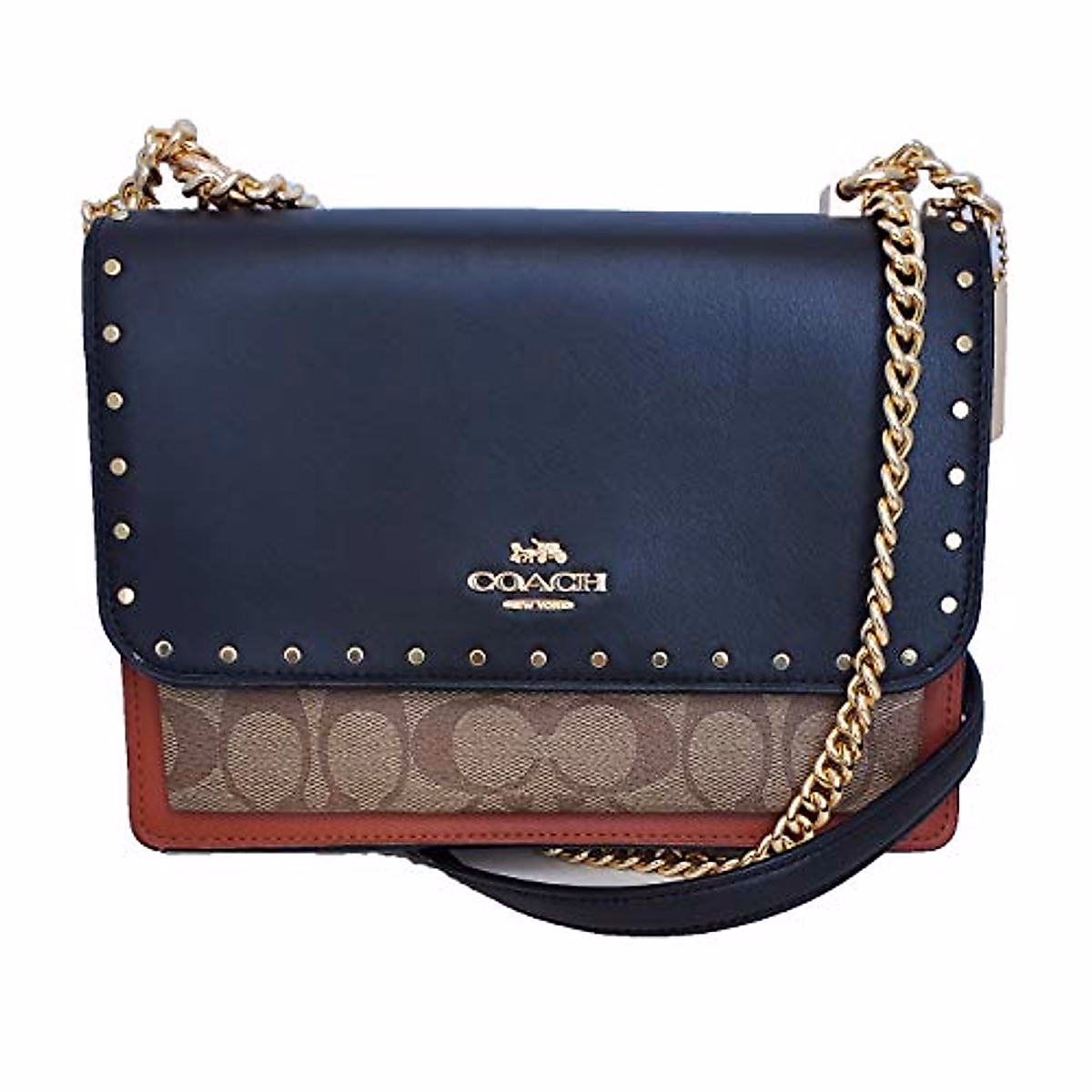 Coach Women's Klare Crossbody Shoulder Handbag in Signature Coated Canvas, Calf & Snake-Embossed Leather (Khaki/Black/Berry/Multi/Gold)