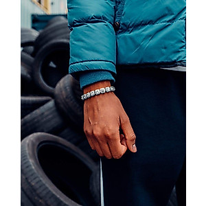 JINAO Silver Tennis Bracelet for Men Women 1 Row 10MM 14k Gold Plated Iced Out Round Cubic Zirconia Cluster Square Halo Wrist Chain Jumbo Bracelet (Silver, 7.0)