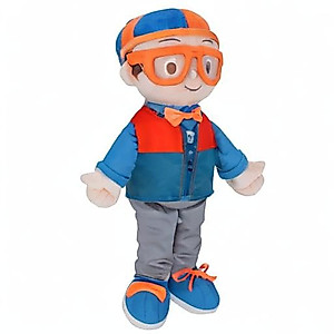Blippi Get Ready and Play Plush - 20-inch Dress Up Plush with Sounds, Teaches Children to Tie Shoes, Button Shirts, Snap Suspenders, Zip Vest-Jacket, Roll Sleeves and Socks and More - Amazon Exclusive