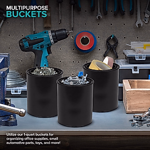 1-Quart Plastic Paint Bucket (6 Pack) - Triple Lock Airtight Seal - Minimizes Skimming - Rust Proof - Odor & Chemical Resistant - 32 Fl Oz All-Plastic Paint Can with Snap On Lid - Stock Your Home