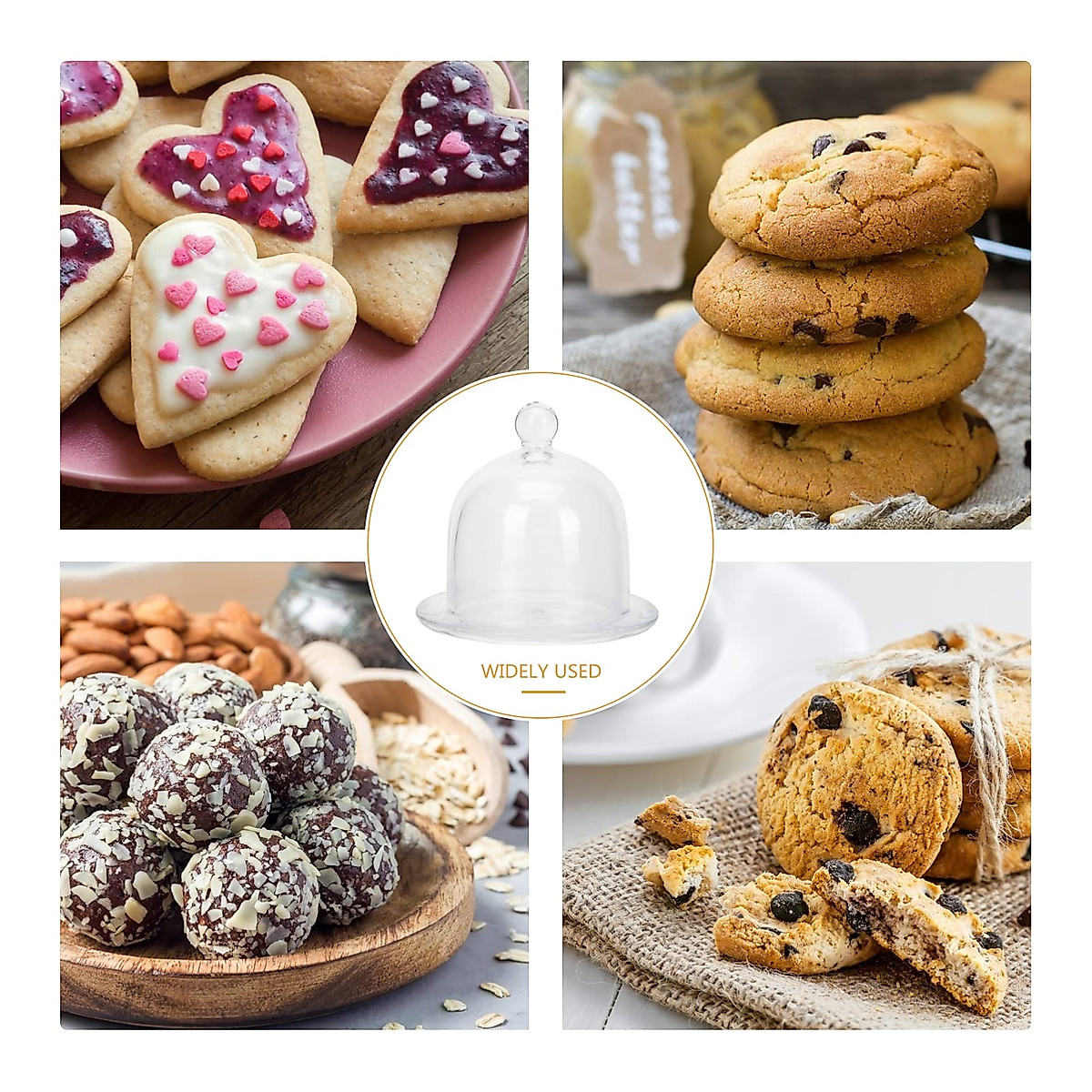 DOITOOL Mini Glass Butter Dish Dome Tray Plate, Multi- Preserving Serving Glass Lemon Keeper, Clear Glass Bell Jar Dome with Plate for Cream Cheese Cake, Salad Foods Wedding Party Home