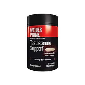 Weider Prime Testosterone Supplement for Men, Healthy , Support to Help Boost Strength and Build Lean Muscle, 120 Capsules
