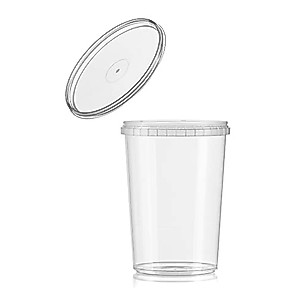 NYHI 32-oz. Round Clear Deli Containers with Lids | Stackable, Tamper-Proof BPA-Free Food Storage Containers | Recyclable Airtight Container for Kitchen Storage, Meal Prep, Take Out | 18 Pack