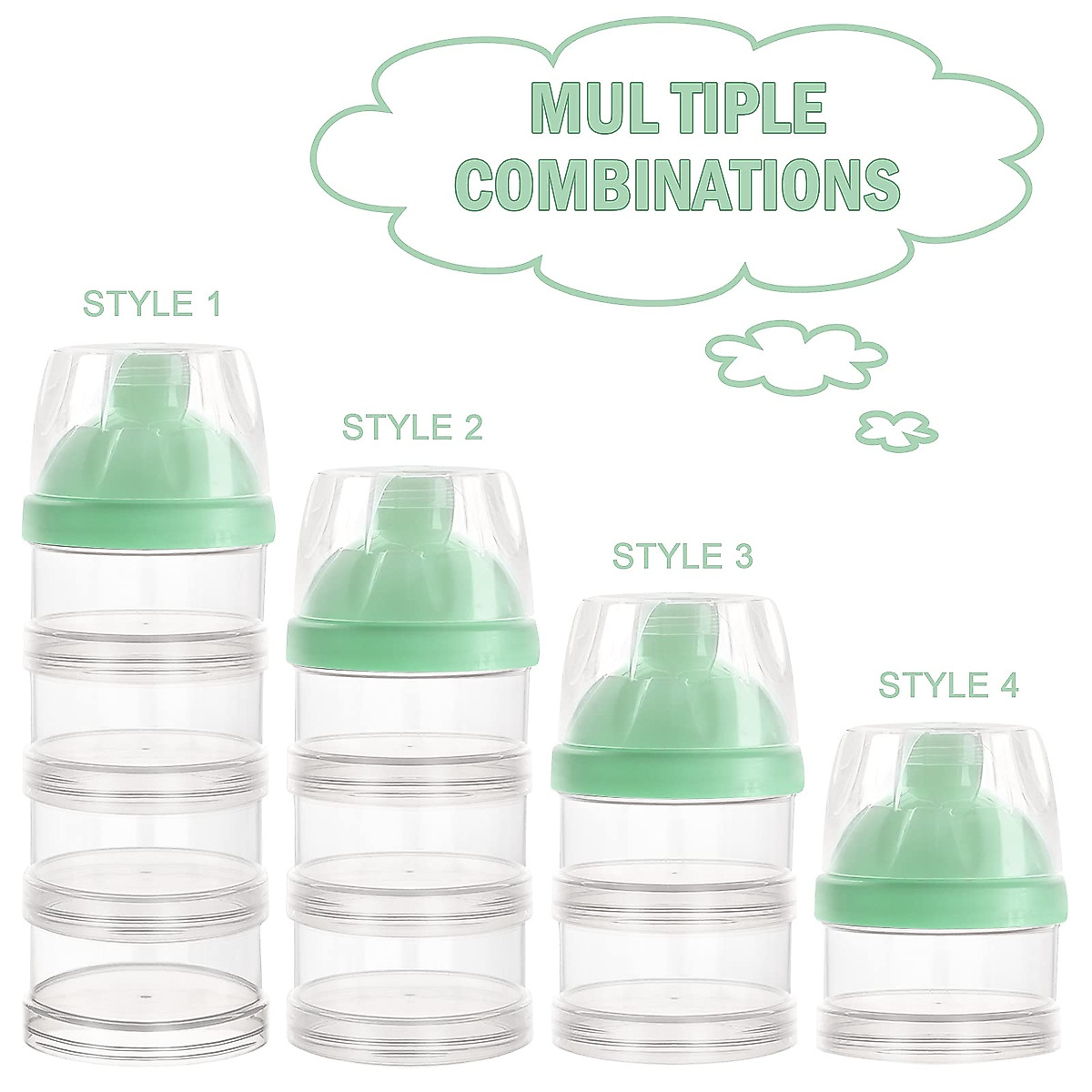 Accmor Baby Milk Powder Formula Dispenser, 4 Layers Stackable Formula Container for Travel, Non-Spill Snacks Formula Storage Container On The Go, BPA Free