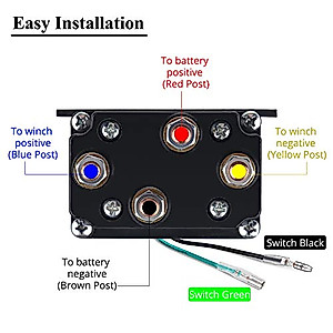 WATERWICH 12V 250A Winch Relay Winch Solenoid Contactor Winch Rocker Thumb Switch Combo with 6 Protecting caps Universal for ATV UTV 2000-5000lbs Winch