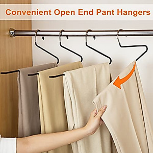 ELONG HOME Slack Pants Hangers, 30 Pack Open Ended Design Durable Anti-Rust Chrome Metal Hangers, Hangers Non Slip Rubber Coating, Slim & Space Saving Jeans Hanger for Easy-Slide Pants