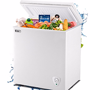 WANAI Deep Freezer 5.0 Cu Ft Chest Freezer With Adjustable Thermostat And Removable Storage Basket Small Freezer For Home Kitchen Office Bar